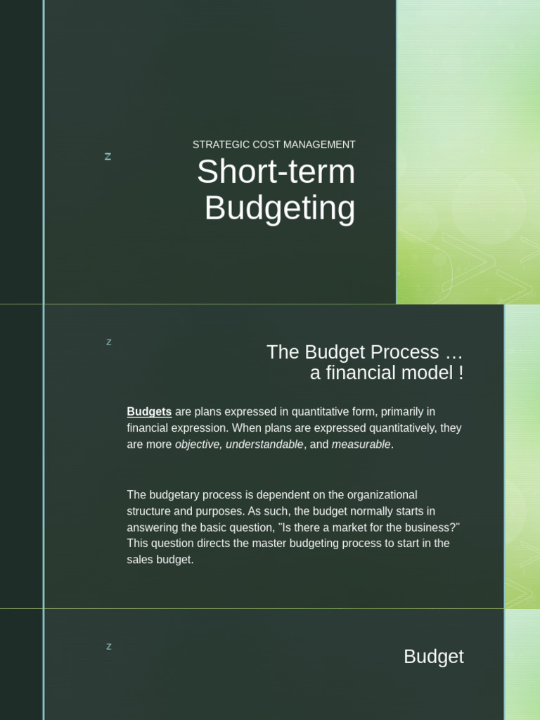 Short Term Budgeting | PDF