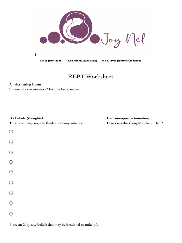 REBT - Worksheet Activity 2 | PDF