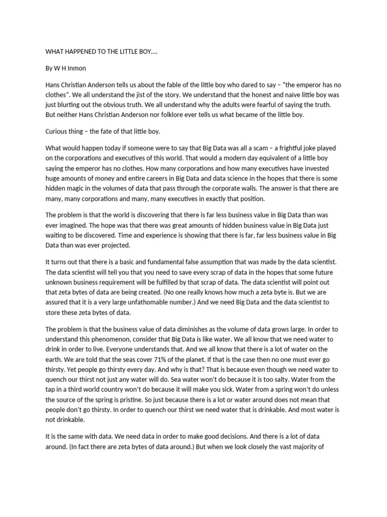 Bill Inmon - WHAT HAPPENED TO THE LITTLE BOY | PDF