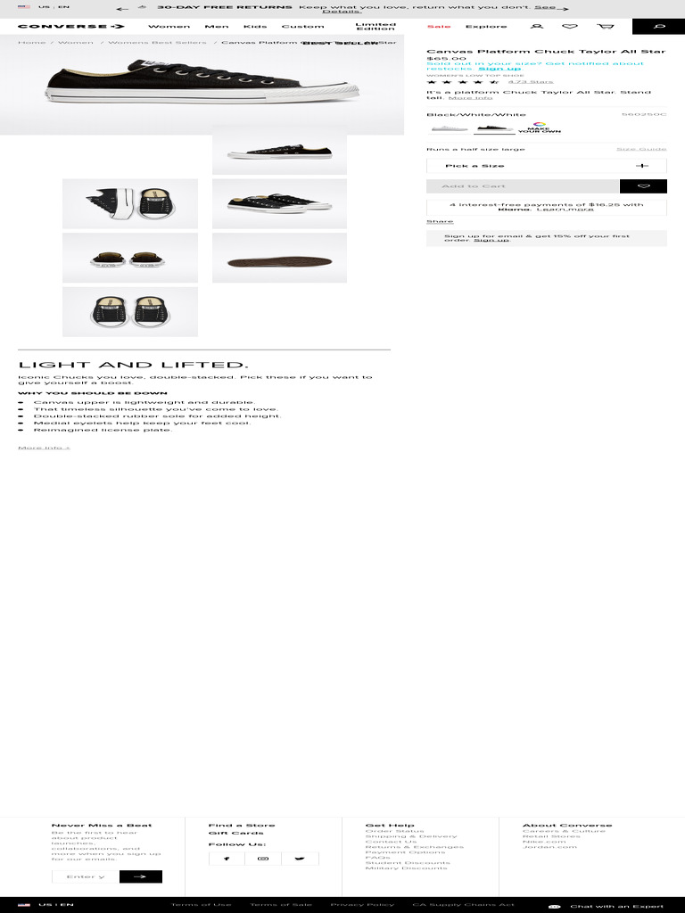 Chuck Taylor All Star Platform Black LowTop Women's Shoe | PDF