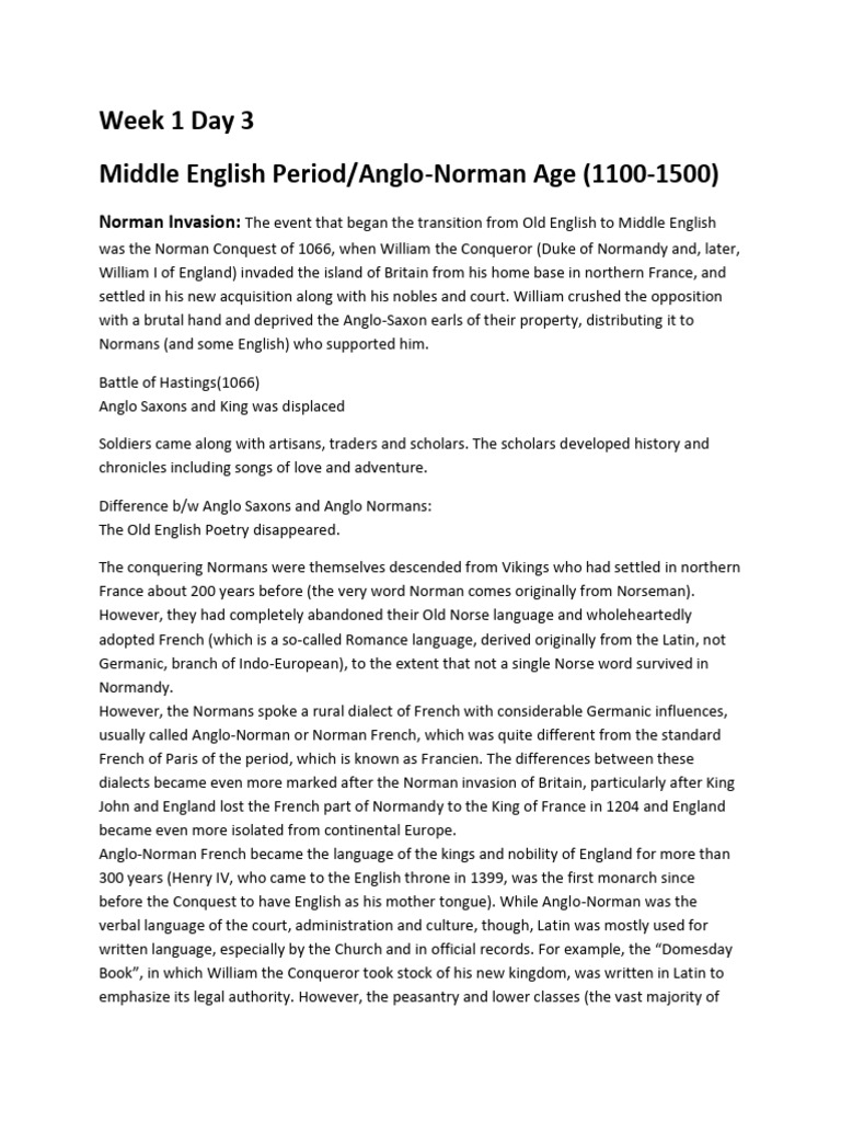 Week 1 Day 3 | PDF | Normans | Travel