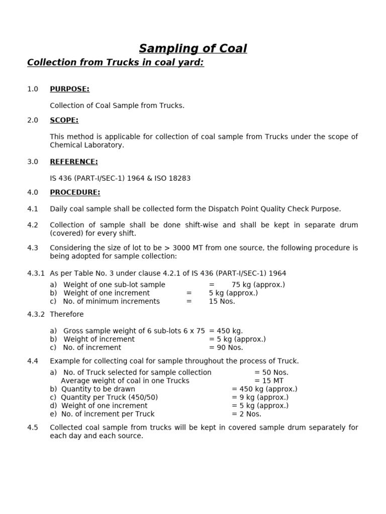 Coal Sample Prepration and Analysis | PDF