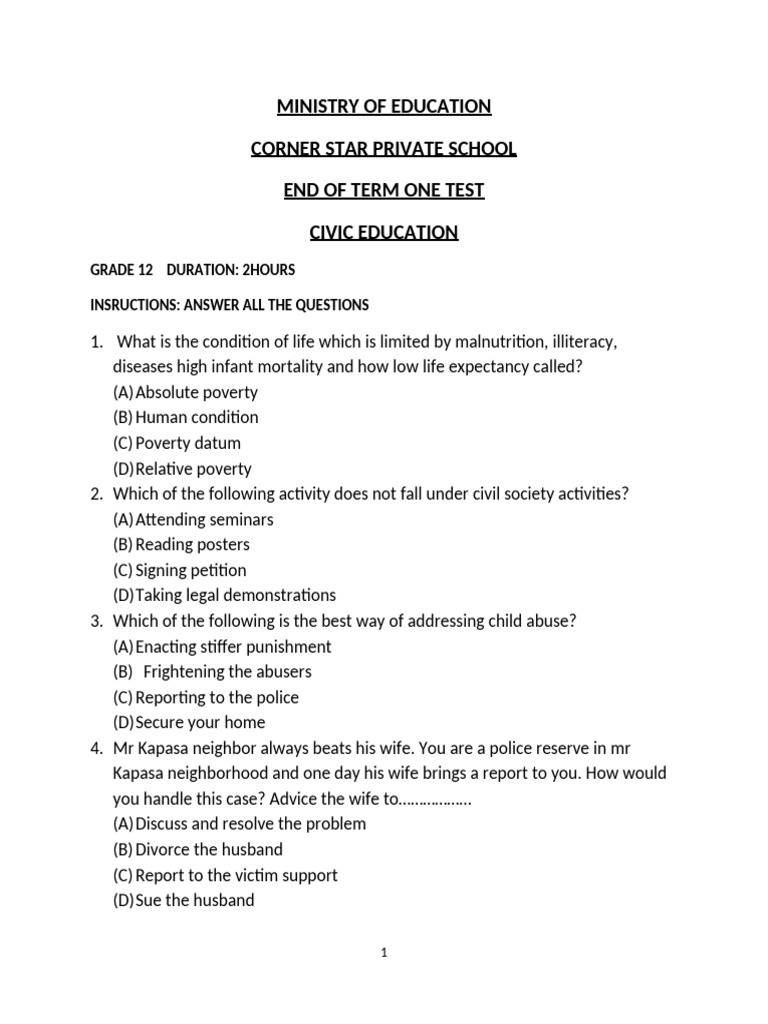 Civic Education Grade 12 | PDF