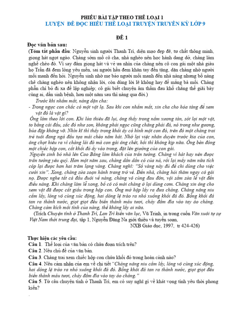 Bo de Doc Hieu Truyen Truyen Ki Van 9 | PDF