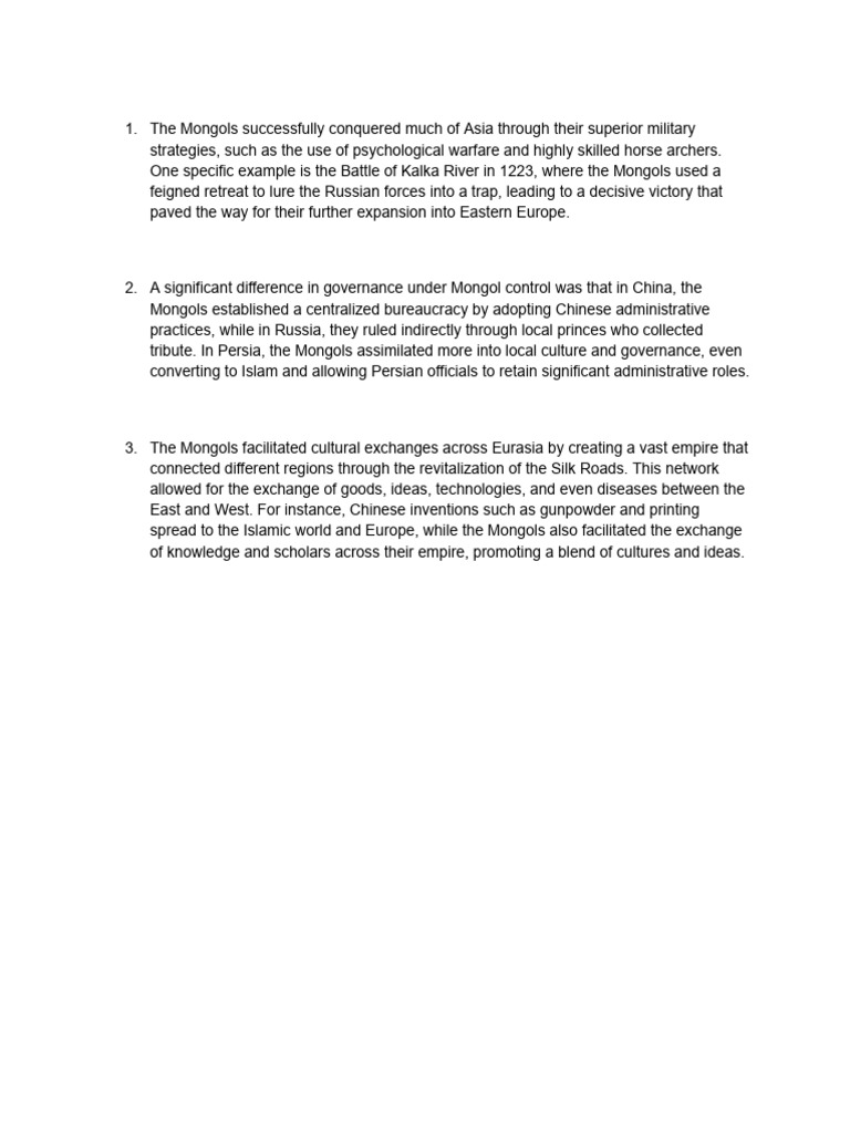 02.02 Mongol Empires Assessment | PDF