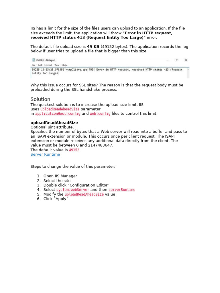 IIS Has A Limit For The Size of The Files Users Can Upload To An Application | PDF