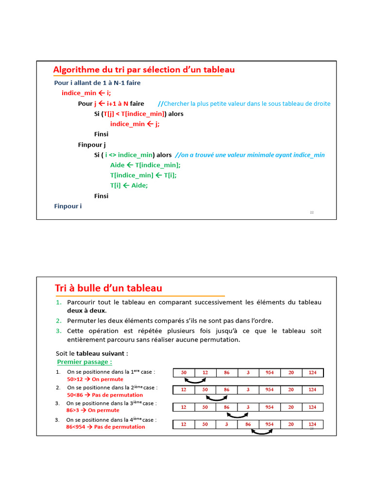 Cours Info2 - Chapitre 3 - Les Tableaux Recherche Et Tri en ...