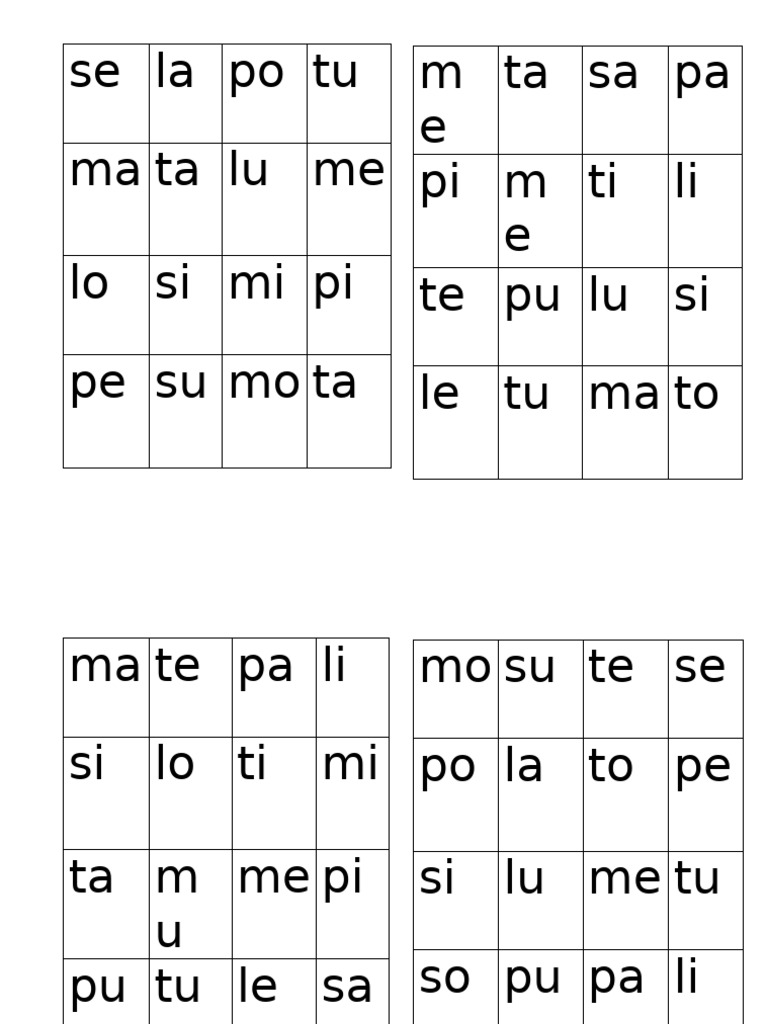 Loteria de Silabas | PDF