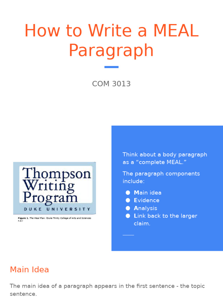 How To Write A MEAL Paragraph | PDF