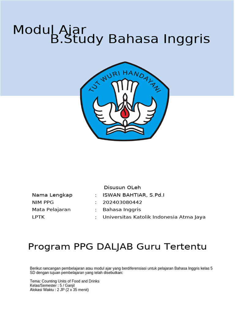 1 Cover PROGRAM MODUL AJAR PPG 2024 | PDF