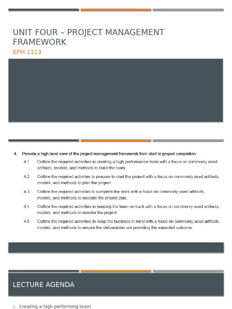 Unit 4 - Project Management Framework | PDF