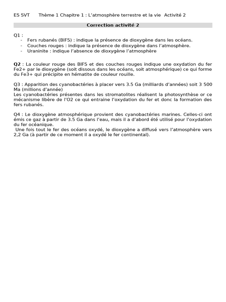 Activité 2 Correction . | PDF
