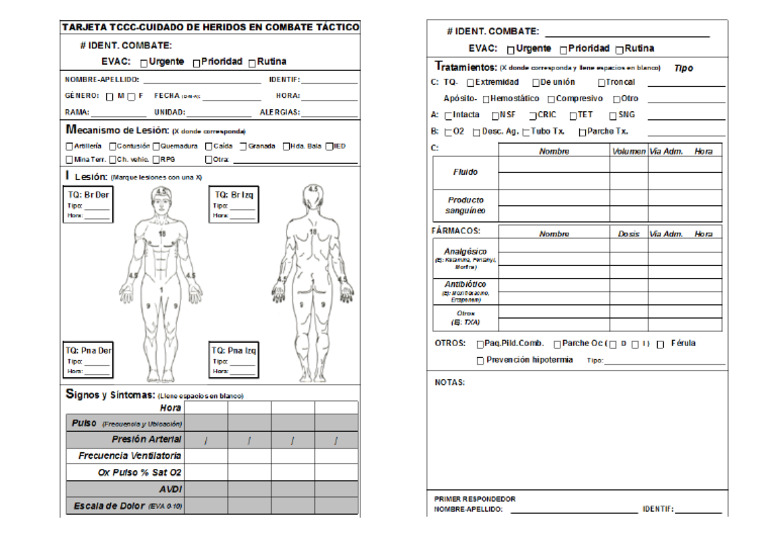 Tarjeta Herido TCCC3 | PDF