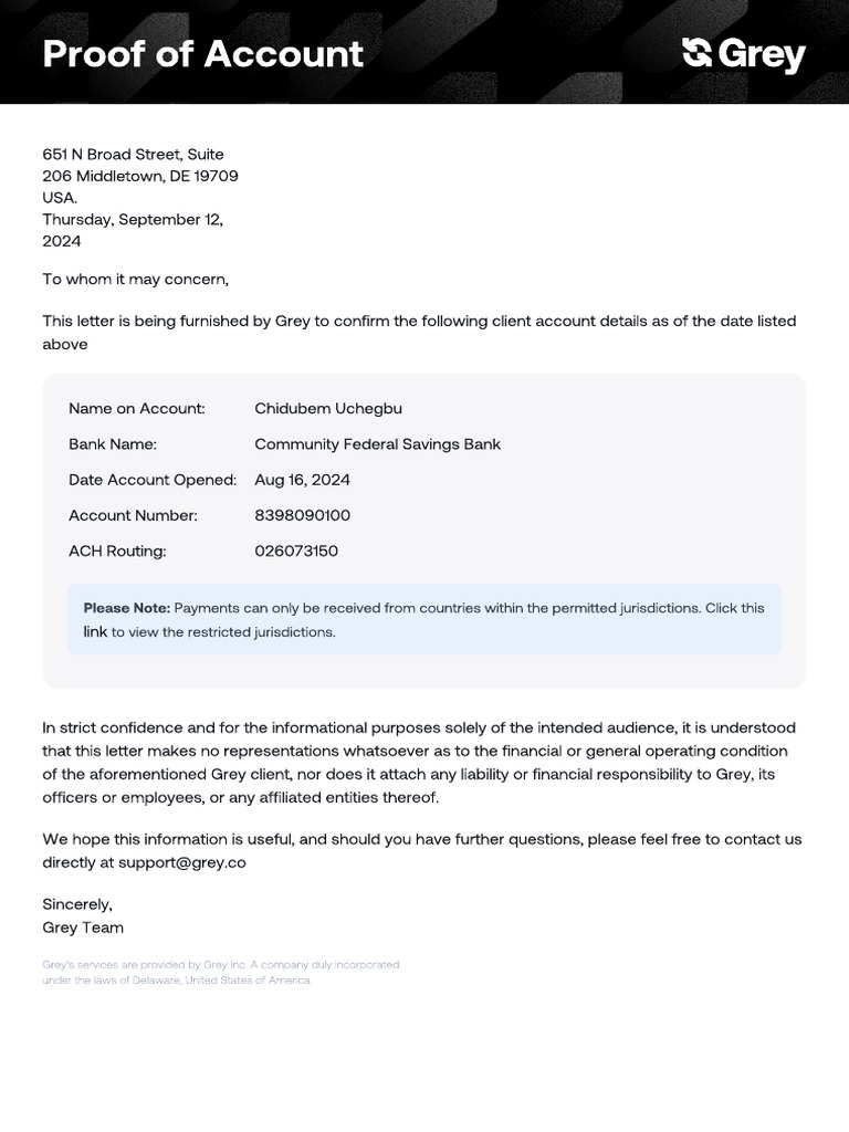 Proof of Account | PDF