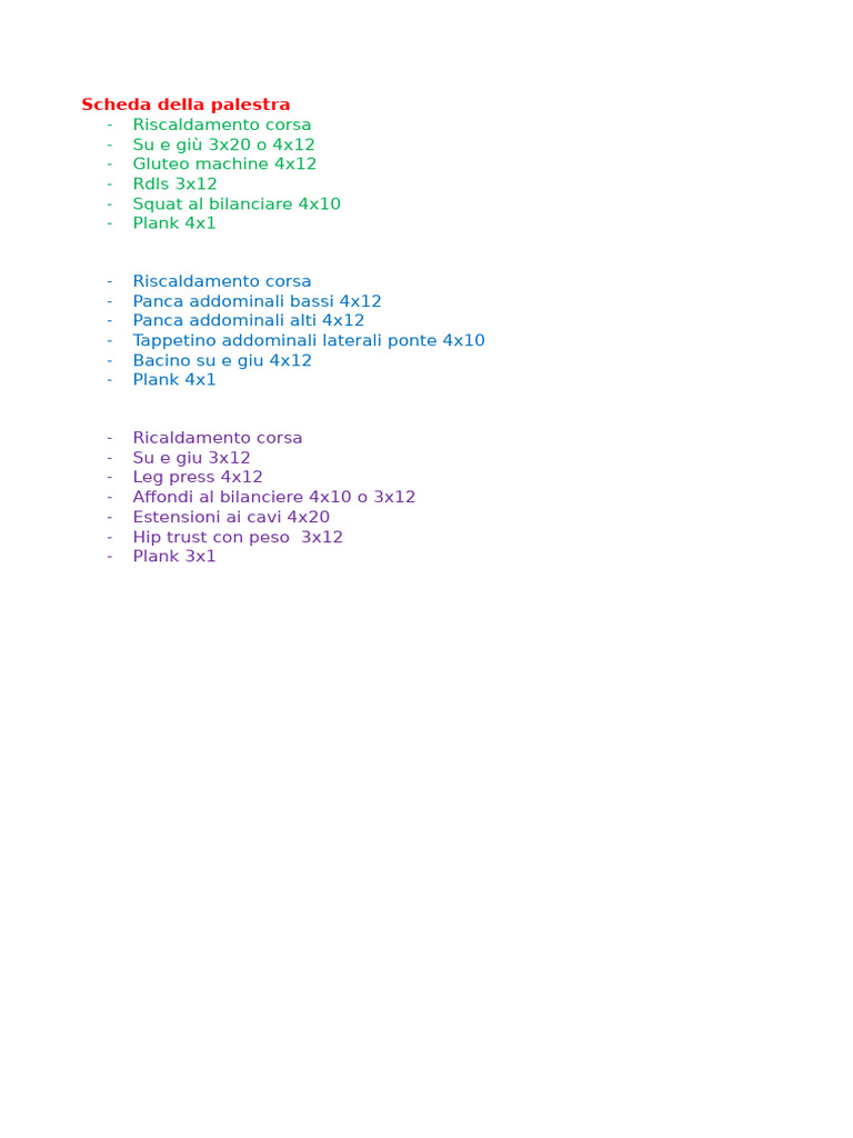 Scheda Della Palestra | PDF