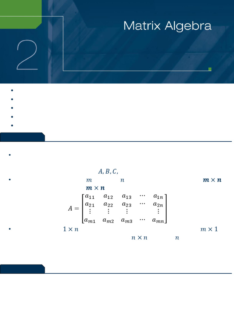 Chapter 2 Matrix Algebra | PDF