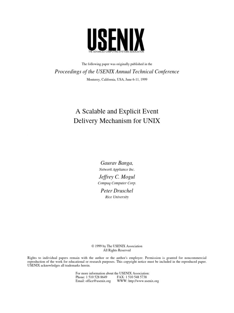 A Scalable and Explicit Event Delivery Mechanism For UNIX | PDF