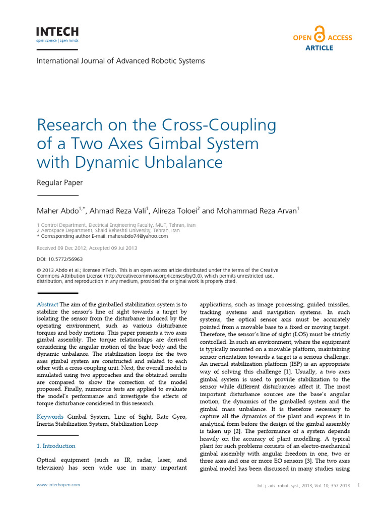 Research On The Cross-Coupling of A Two Axes Gimba | PDF