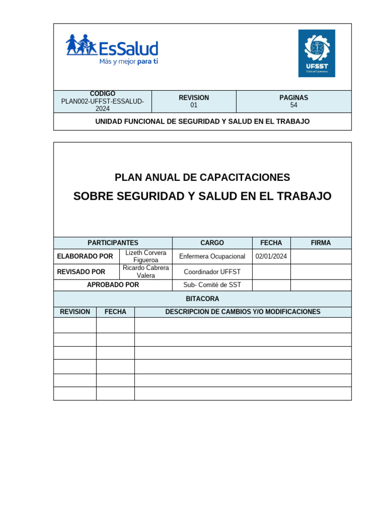 2.plan Anual de Capacitaciones | PDF | Reanimación cardiopulmonar | Evaluación