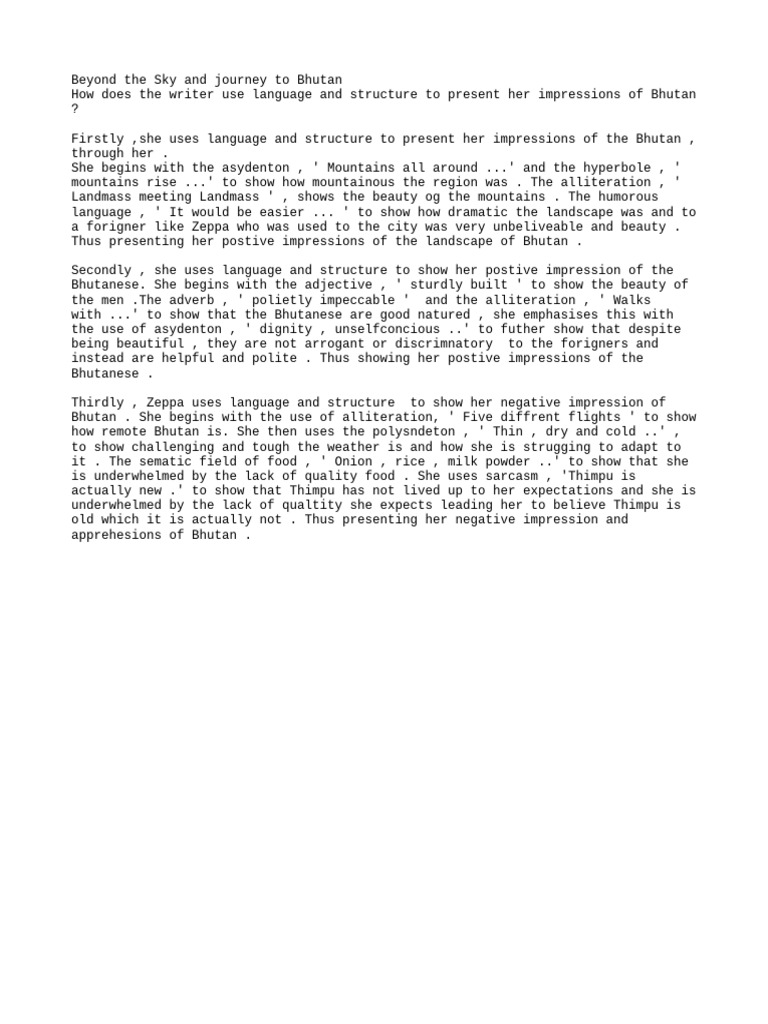 Impressions of Bhutan: Language Analysis | PDF