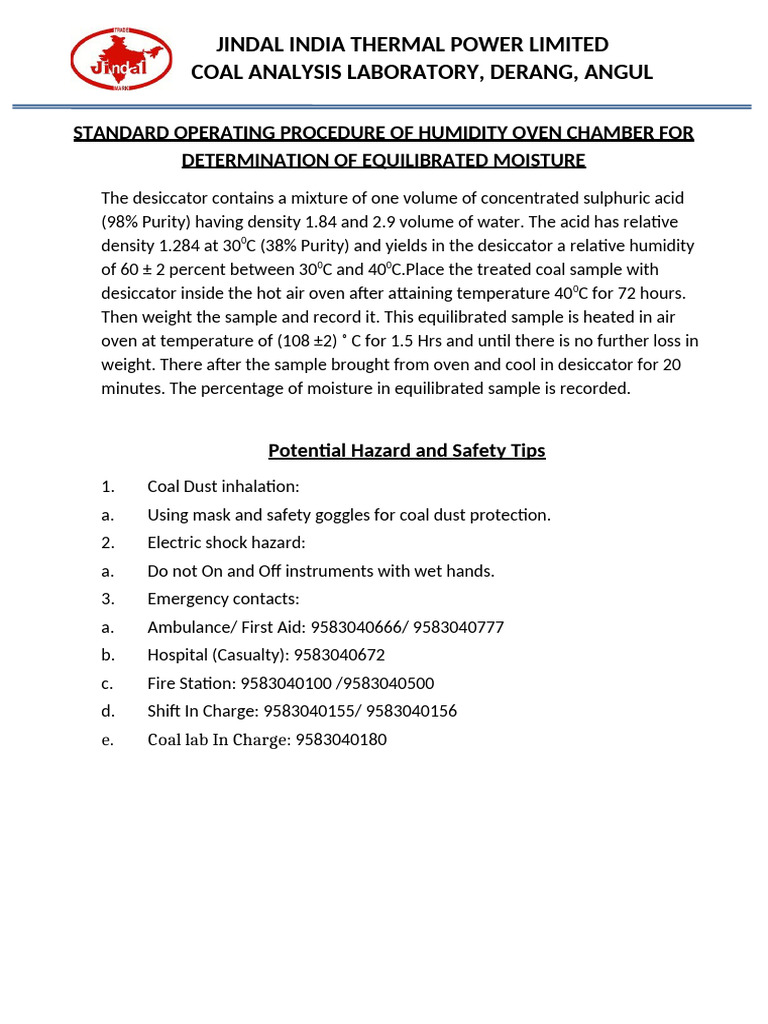 Jitpl-Chem-Sop-07 Sop For Humidity Chamber | PDF