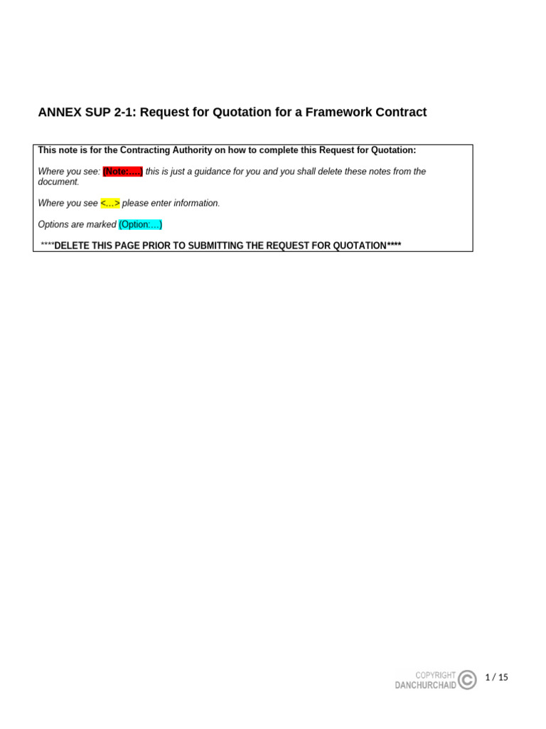 RFQ For Framework Contract | PDF | Breach Of Contract | Finance & Money ...