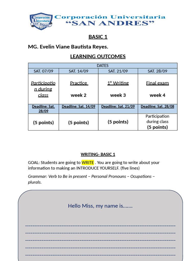 Basic 1 Learning Outcomes | PDF