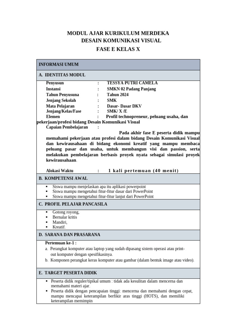 Modul Ajar Utk Uas | PDF