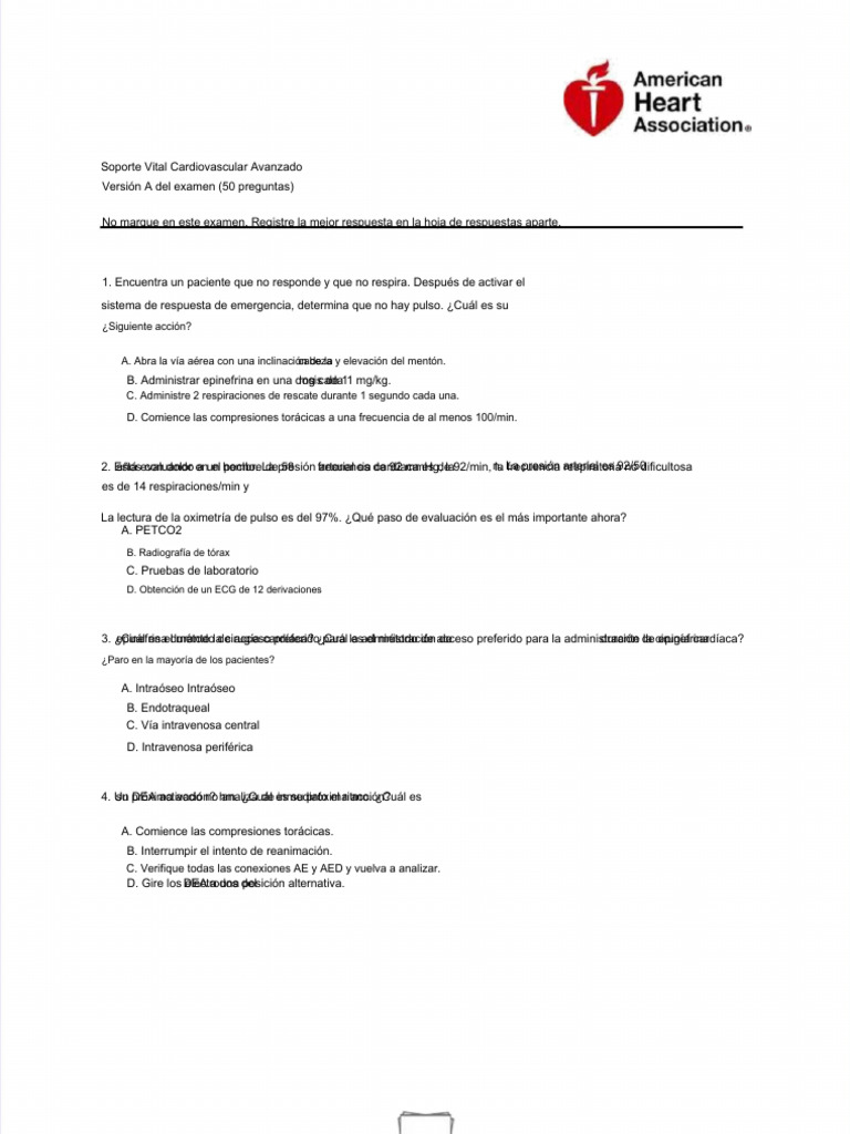 PDF Acls Exam Version A Compress | PDF