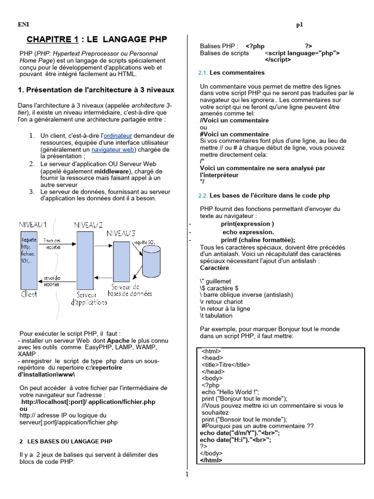 Cours L2 PHP Chap 1 | PDF