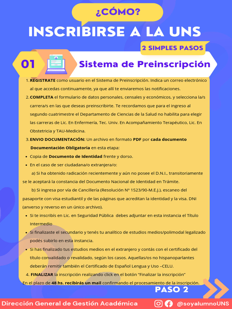 Inscribirse A La UNS 2024 | PDF
