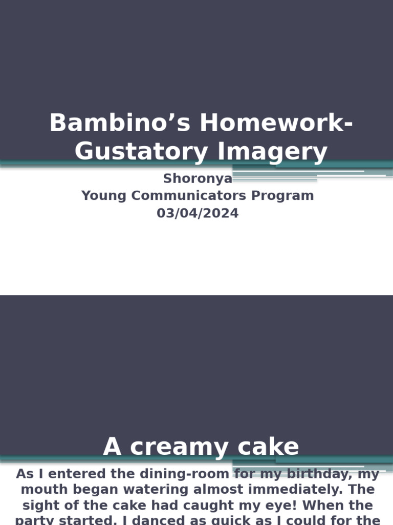 Gustatory Imagery | PDF | Cooking, Food & Wine | Wellness