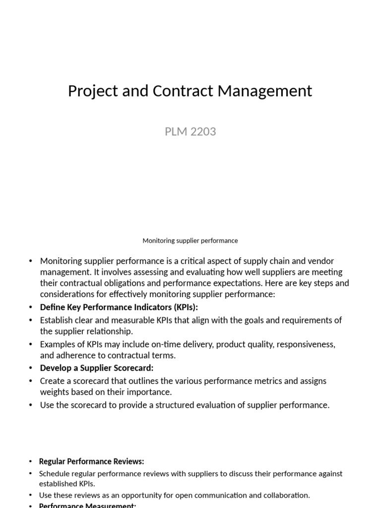Contract Monitoring | PDF
