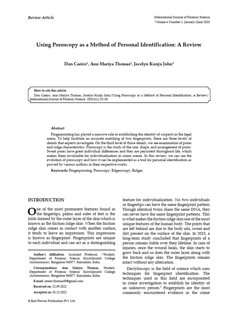 Poroscopy A Method of Identification | PDF