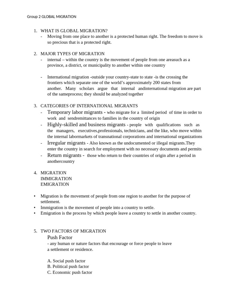 What Is Global Migration | PDF
