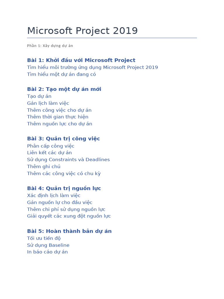 De Cuong Microsoft Project P1 | PDF