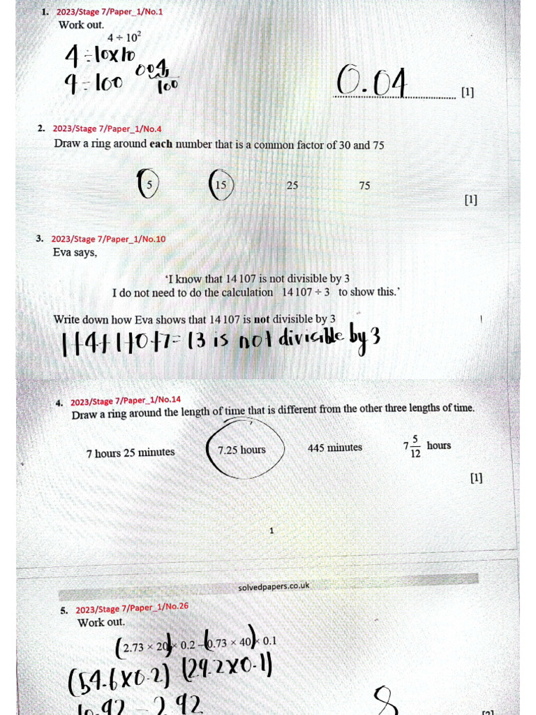 Alyna, Test Paper Topic Numbers | PDF