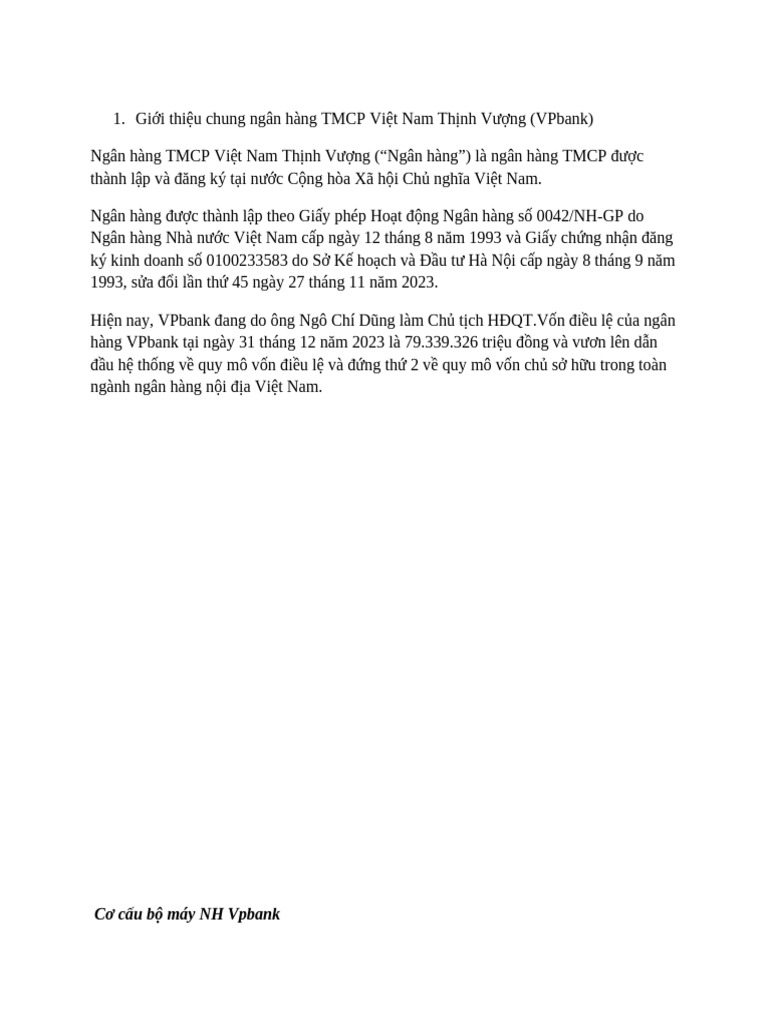 Giới thiệu chung ngân hàng TMCP Việt Nam Thịnh Vượng | PDF
