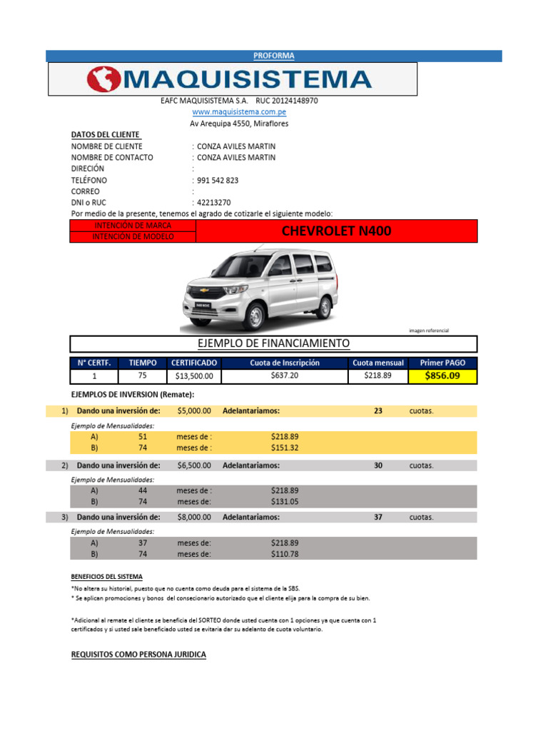 Proforma - Conza Aviles Martin | PDF