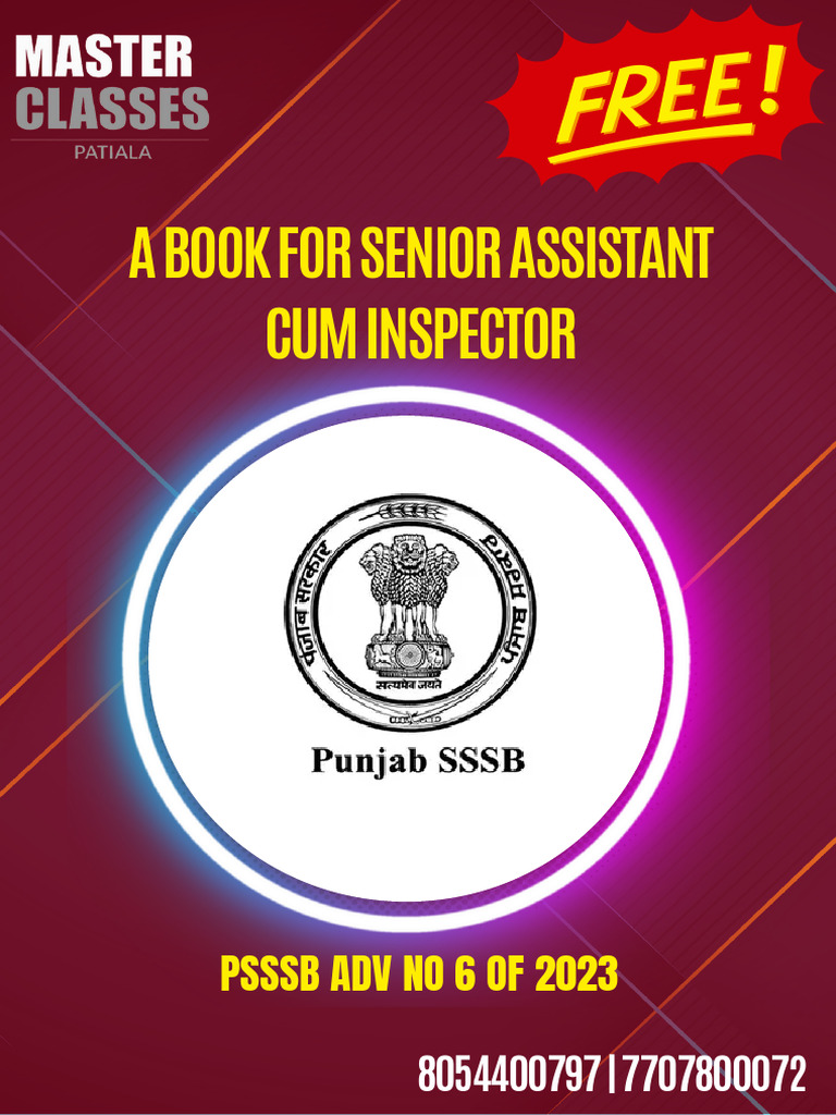 PSSSB Senior Assistant Cum Inspector Special PYQ Book | PDF