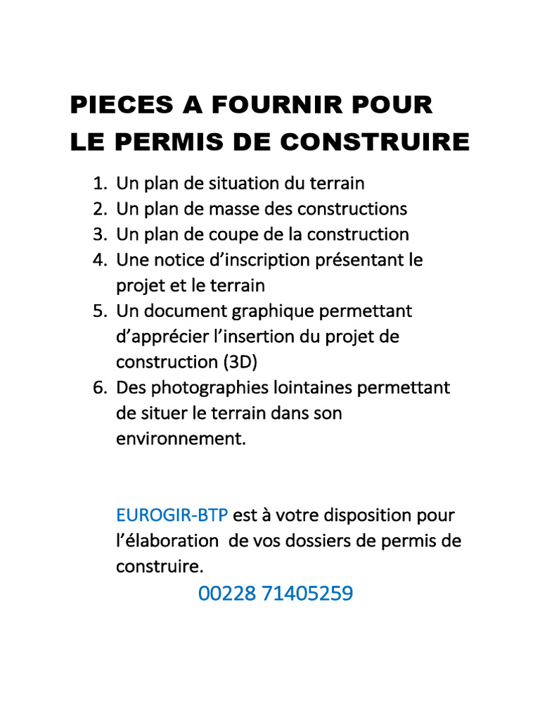 Pieces A Fournir Pour Le Permis de Construire | PDF