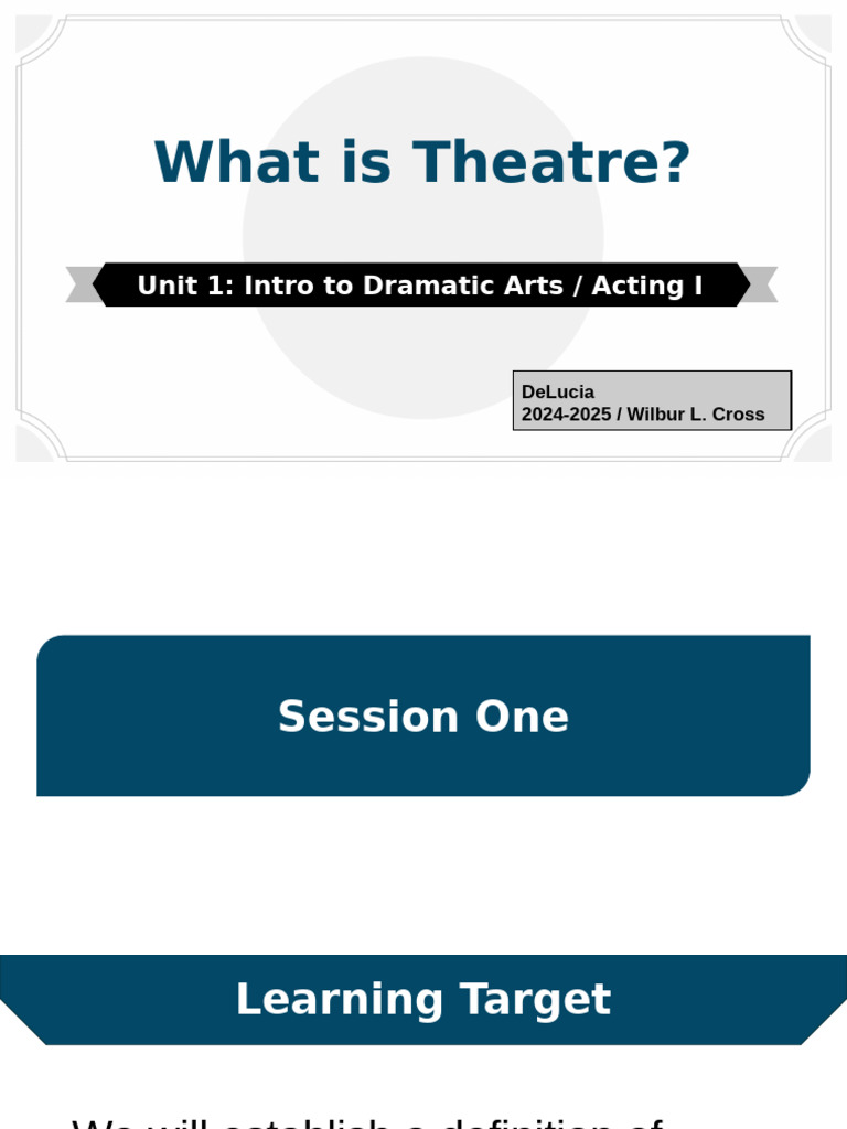 Unit One - What Is Theatre? (Slide Deck - 2024-25) | PDF | Theatre ...