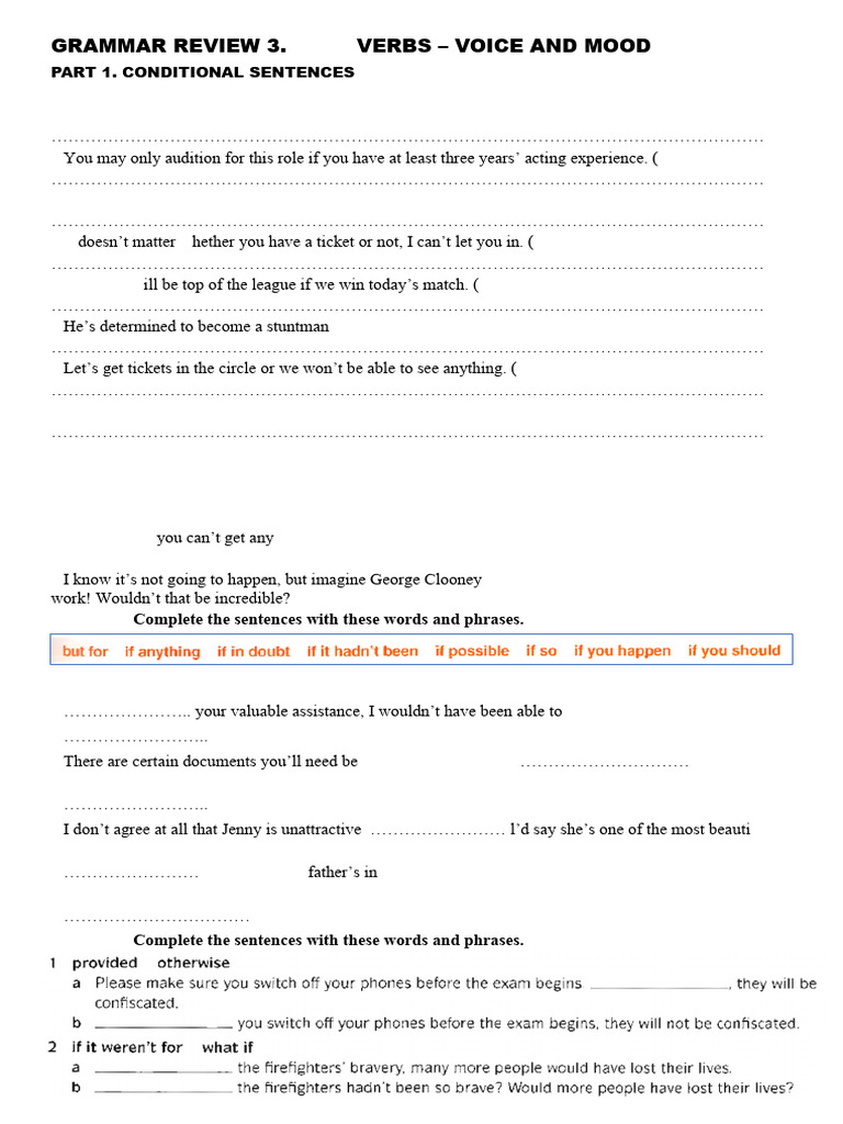 Grammar Review 3. Verbs - Voice and Mood | PDF