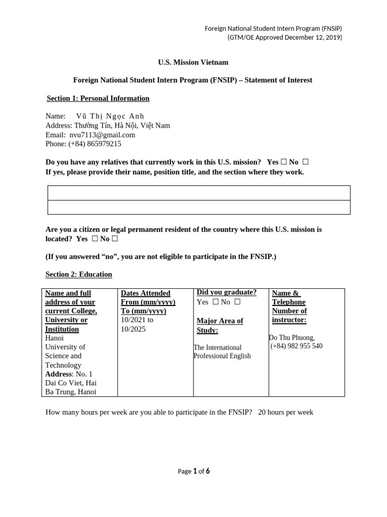 Statement of Interest and Gratuitous Service Agreement Form 1 | PDF ...