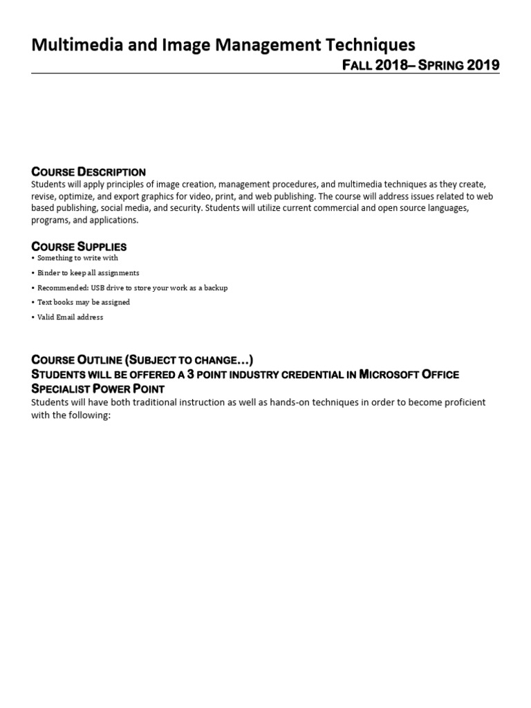 Multimedia Syllabus | PDF