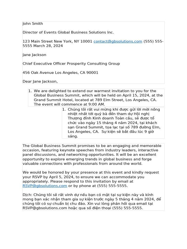 Sample Invitation Letter | PDF