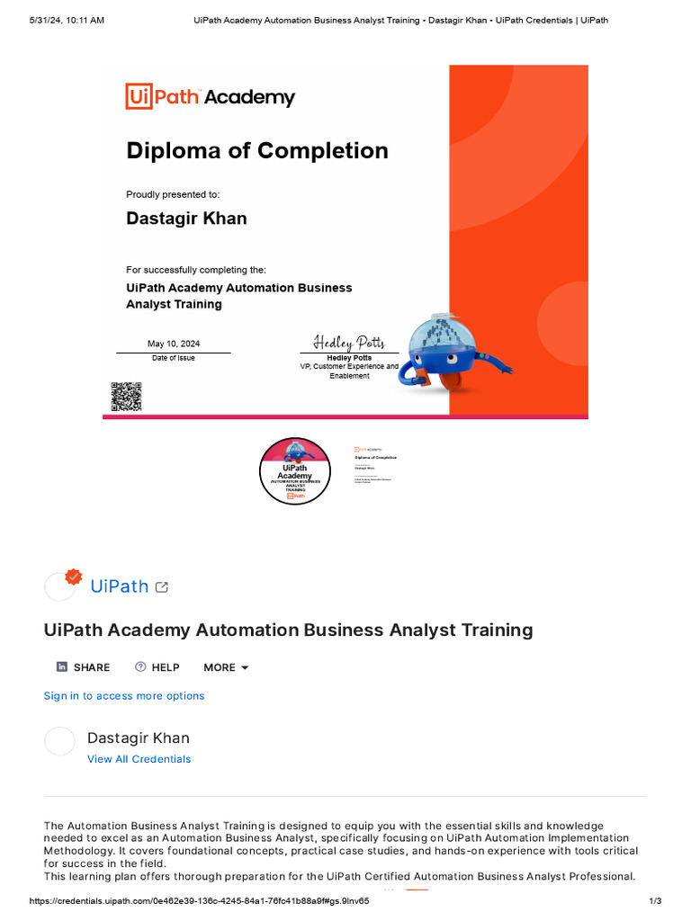 UiPath Academy Automation Business Analyst Training | PDF