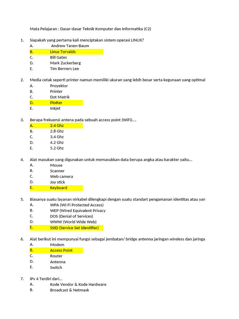 Soal C2 TKJ | PDF