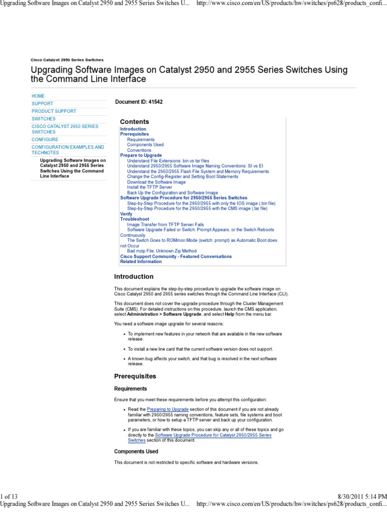 Upgrading Software Images On Catalyst 2950 and 2955 Series Switches Using The Command Line ...