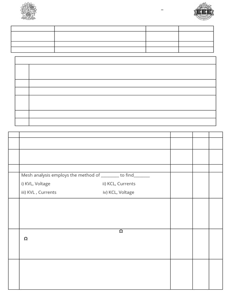 Electric Circuit Analysis BEE302 Dr Nagaraj M S III I 10 28 09 2024 10